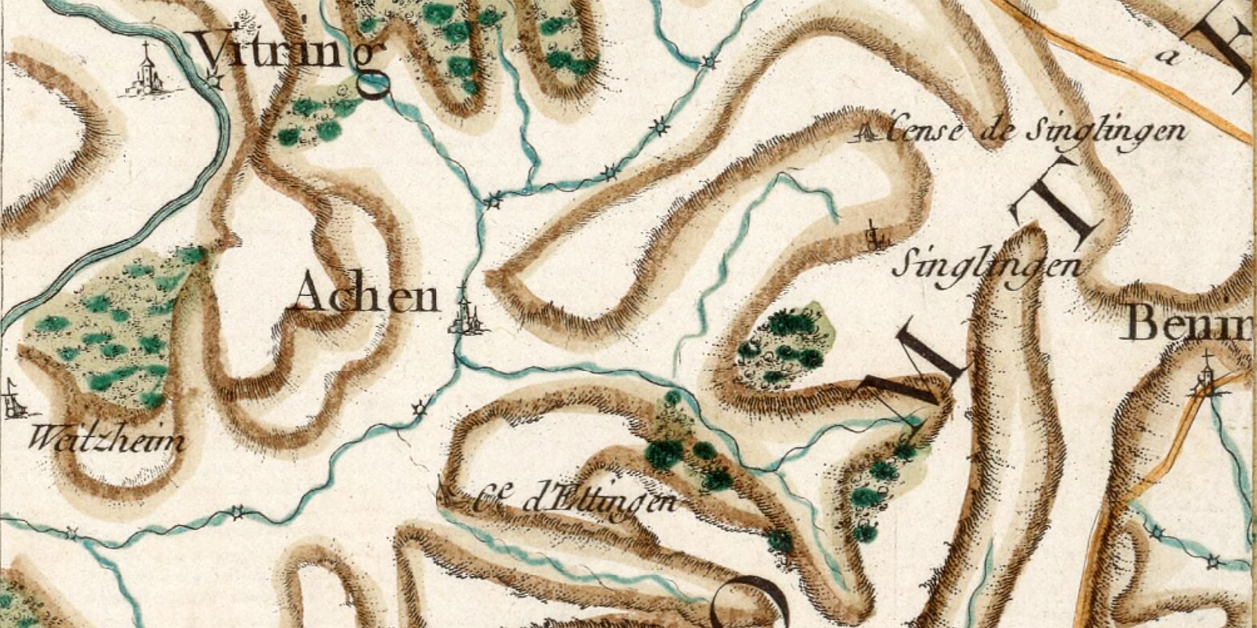 Cartes et plans du village d'Achen et de tous ses lieux-dits